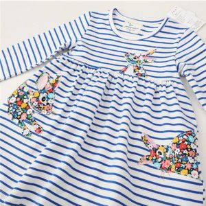 Dresses | Easter Bunny Rabbit Girls Blue Striped Long Sleeve Dress ...